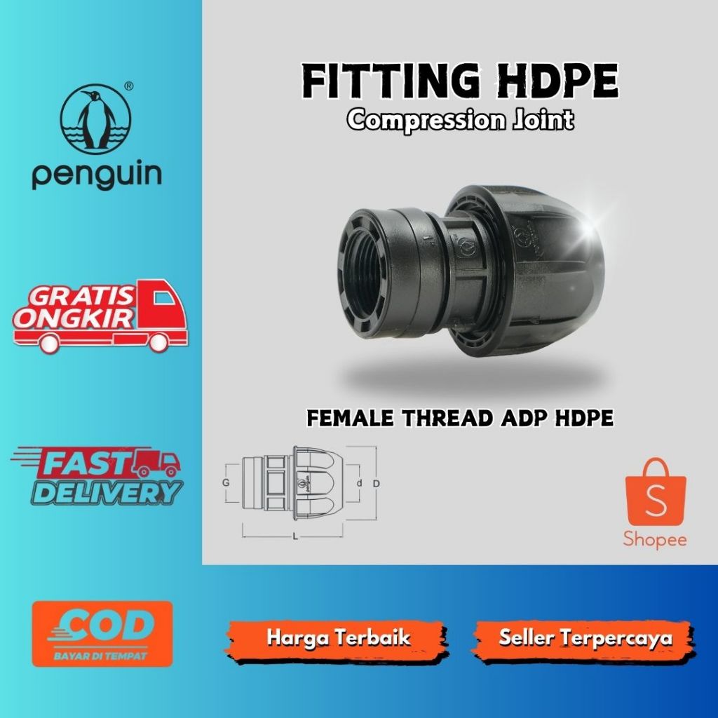 Jual Aksesoris Penyambung Pipa HDPE (Fitting HDPE Compression Female ...