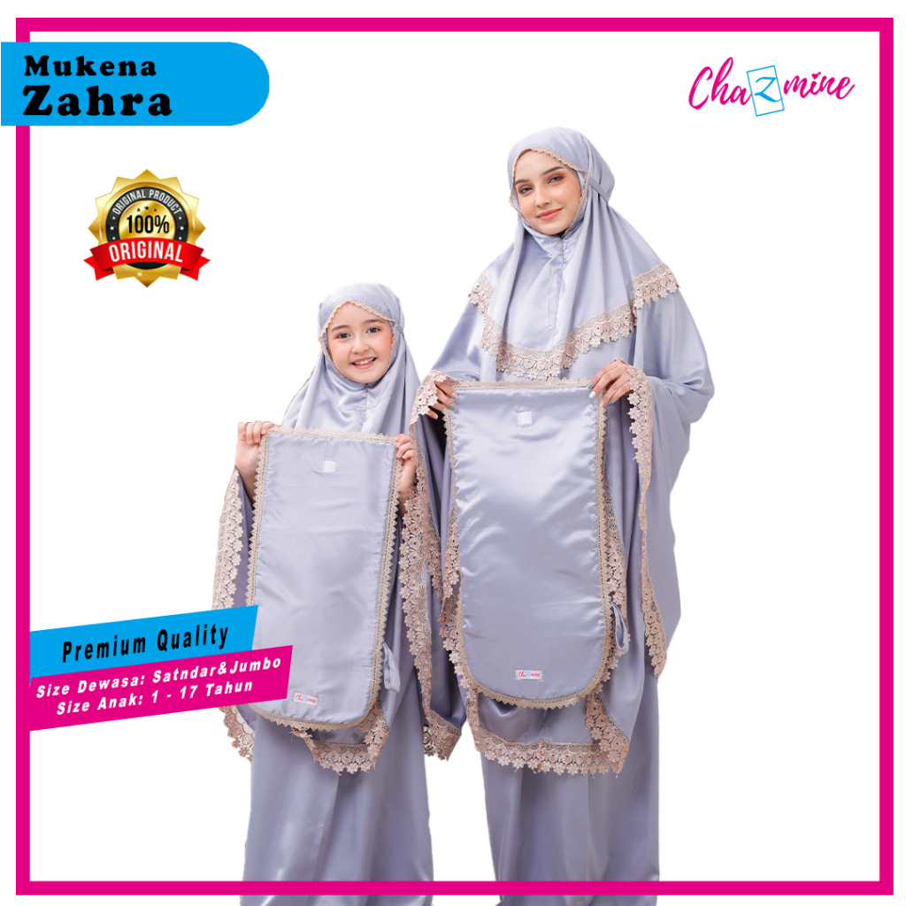 Jual CHAZMINE - Zahra Mukena Couple Ibu Anak 2 Fungsi Resleting Dagu | Shopee Indonesia
