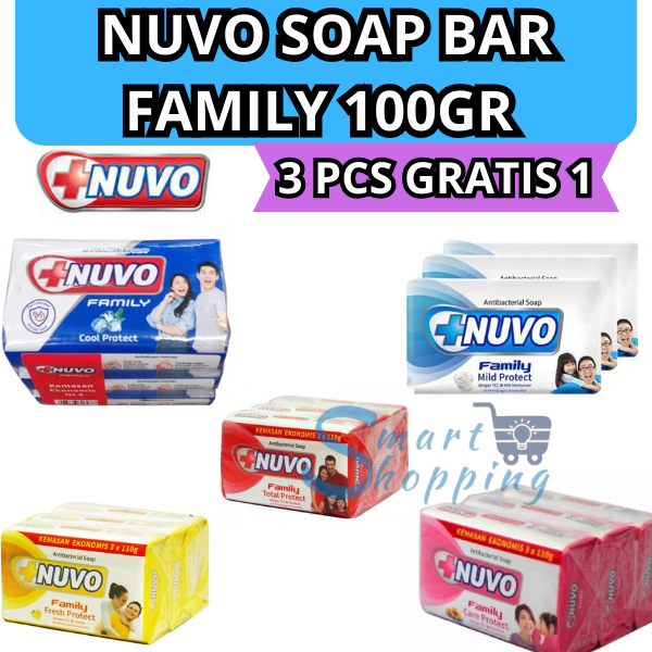 Jual Nuvo Soap Bar Family 100gr Isi 3pcs Gratis 1 / Nuvo Family Sabun Batang | Shopee Indonesia