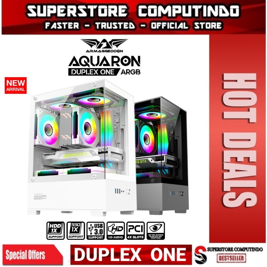Jual Casing Gaming Armaggeddon Aquaron Duplex ONE ARGB M-ATX with Front ...