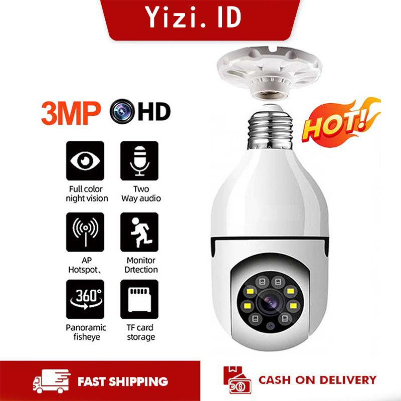 Jual Lampu CCTV 3MP Kamera CCTV Wifi Bohlam 360 PTZ Panoramic IP Camera ...
