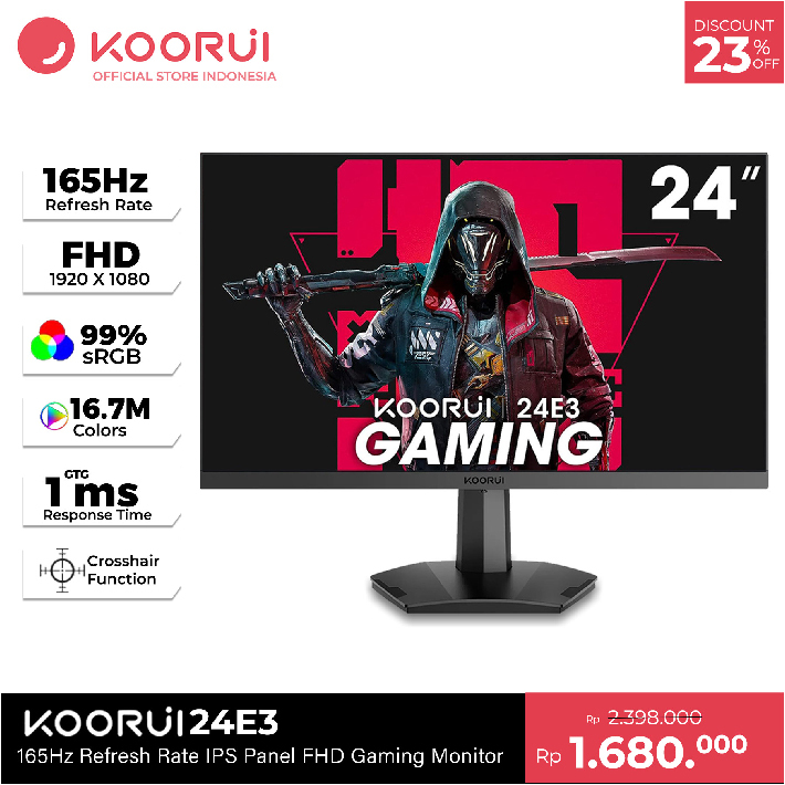 Jual KOORUI 24E3 24 inch FHD GAMING MONITOR 165Hz 1ms IPS | Shopee ...