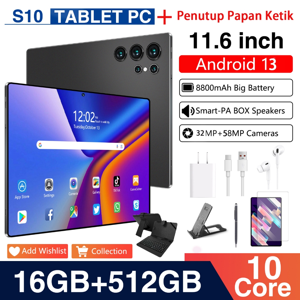Jual Tablet PC S10 Ultra 16GB + 512GB Tab Android Baru 11.6inch Layar ...