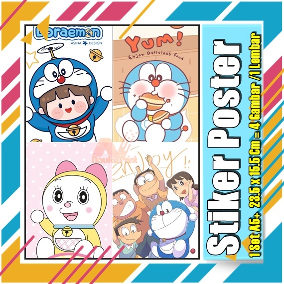 Jual Stiker Poster Nobita dan Doraemon dekorasi anak gambar tempel ...