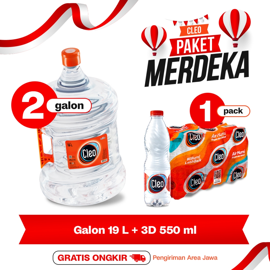 Jual Cleo Air Murni 550ml 1 pack + 2 Galon 19L | Shopee Indonesia