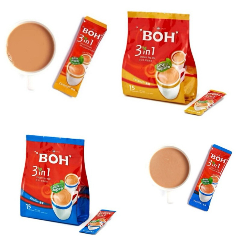 Jual BOH 3in1 KARAMEL VANILLA LESS SUGAR INSTANT TEA MIX MALAYSIA ...