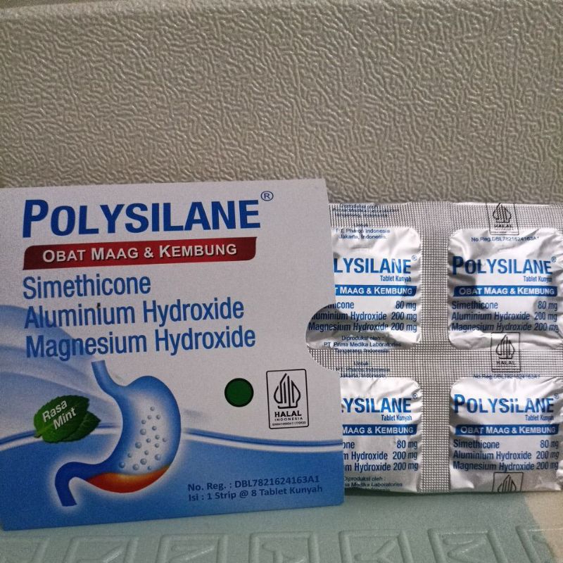 Jual Polysilane perstrip isi 8 tablet / tablet kunyah obat maag dan ...
