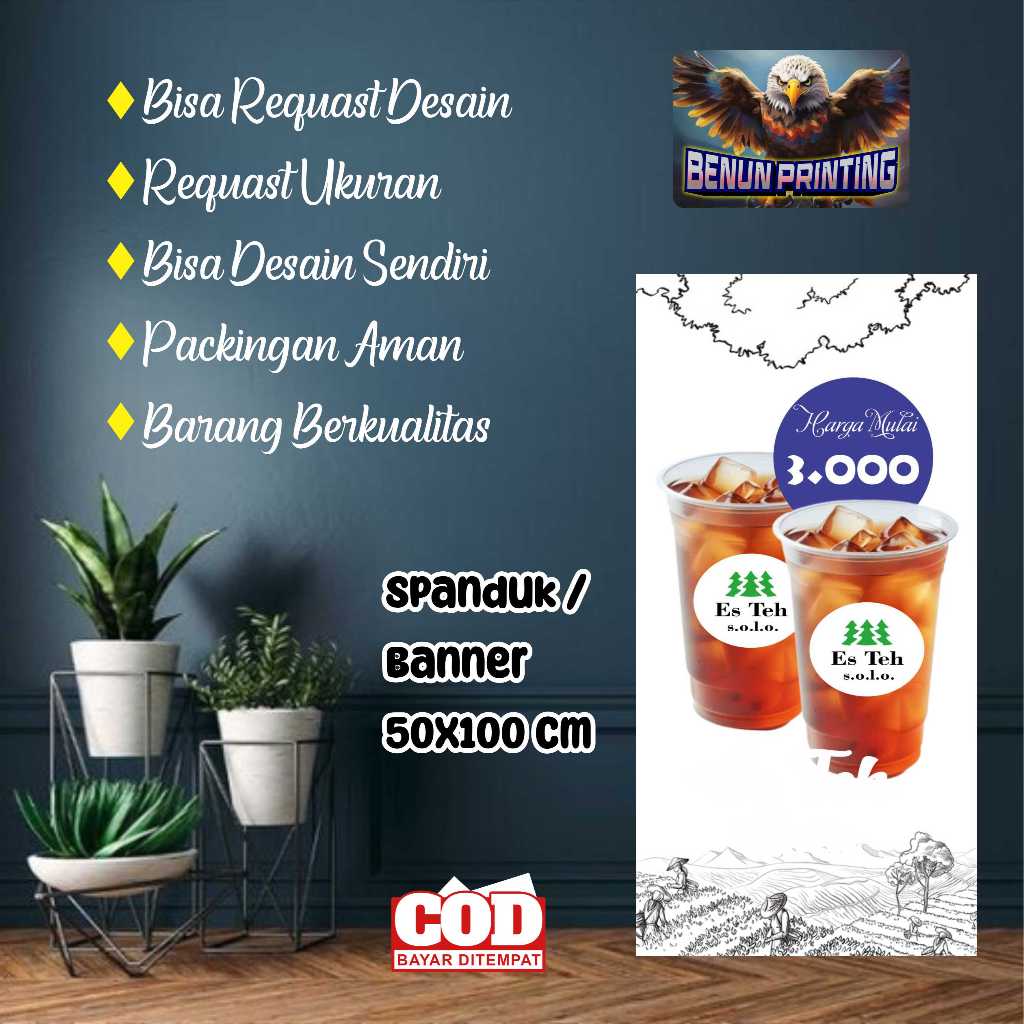Jual SPANDUK BANNER ES TEH SOLO 50X100 CM BISA REQUEST DESAIN | Shopee ...