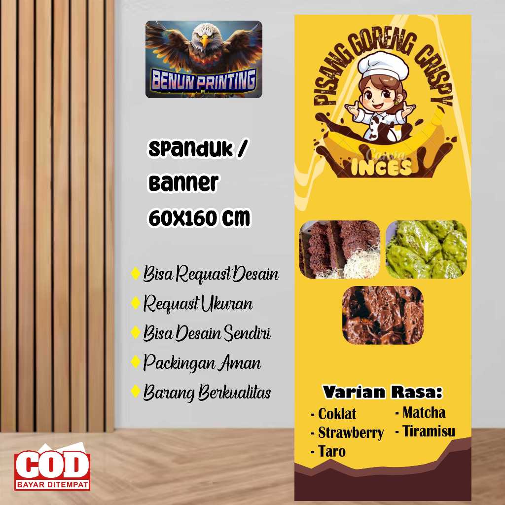 Jual SPANDUK BANNER PISANG GORENG KRISPY 60X160 CM BISA REQUEST DESAIN ...