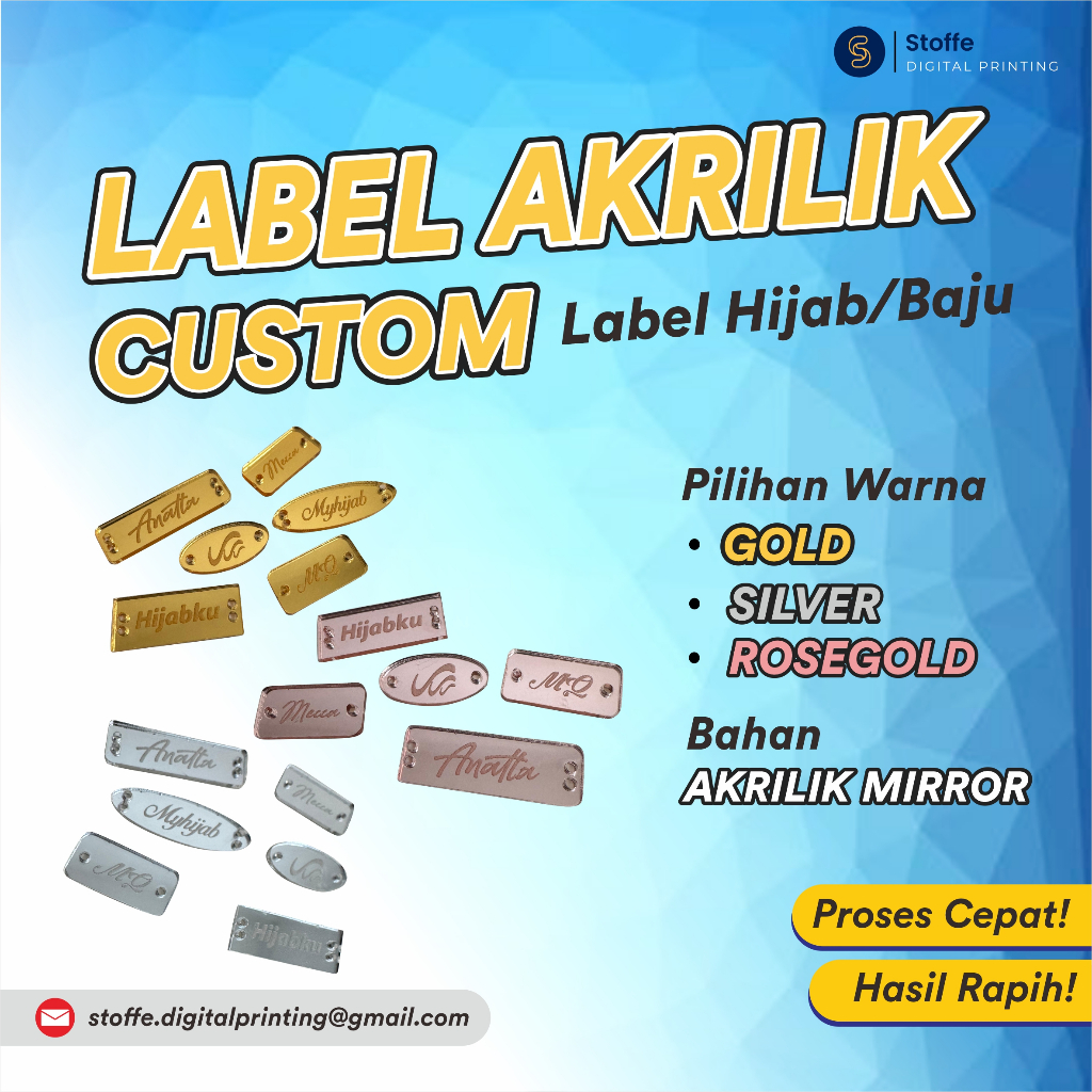 Jual Label Hijab Akrilik Mirror / Label Akrilik Custom / Hangtag ...