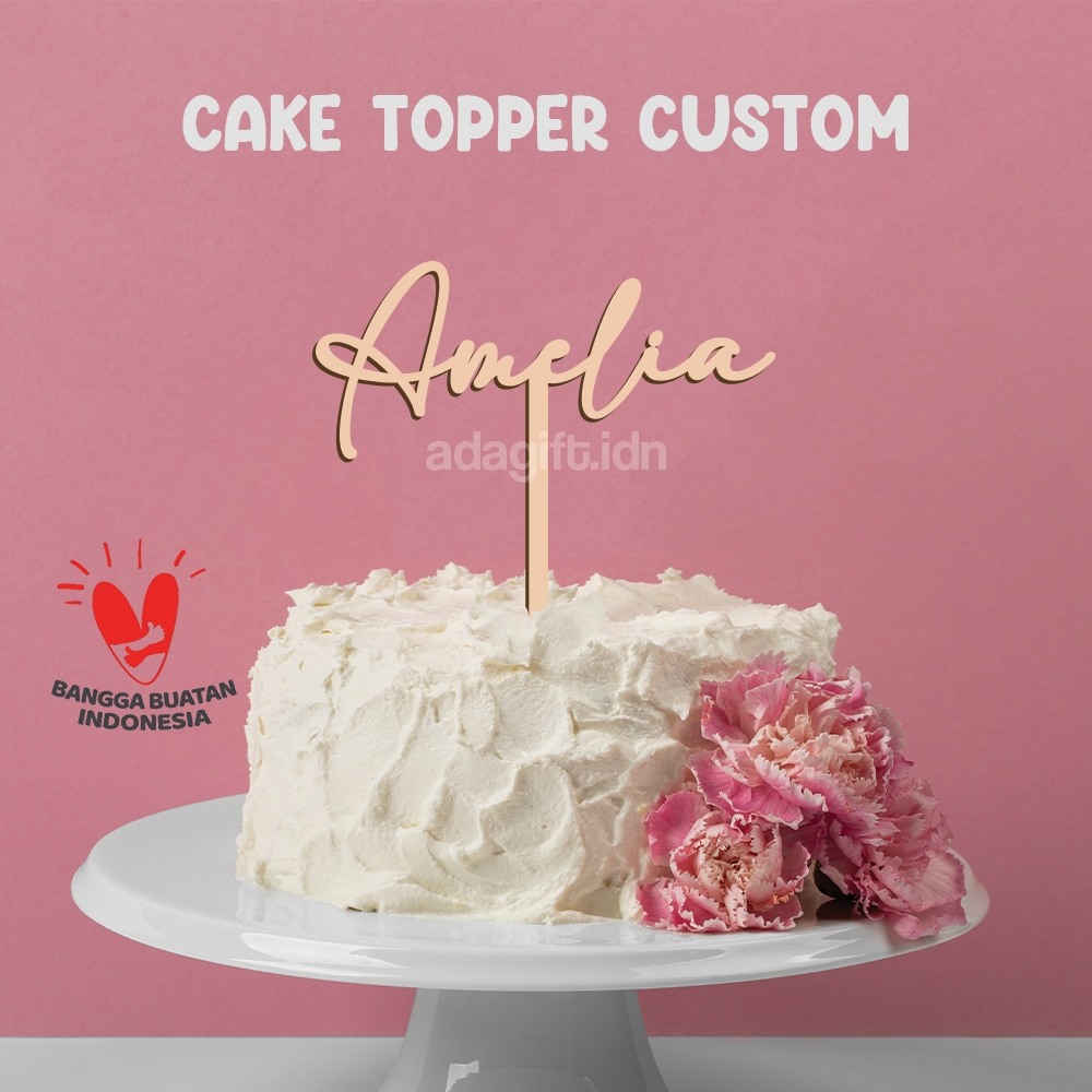 Jual [CUSTOM] CAKE TOPPER NAMA | FREE TULIS NAMA Cake Topper Kayu ...