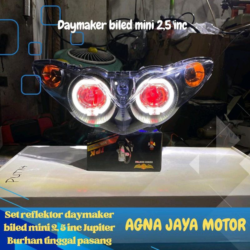 Jual lampu biled 2,5 inc ring putih devil merah full set reflektor ...
