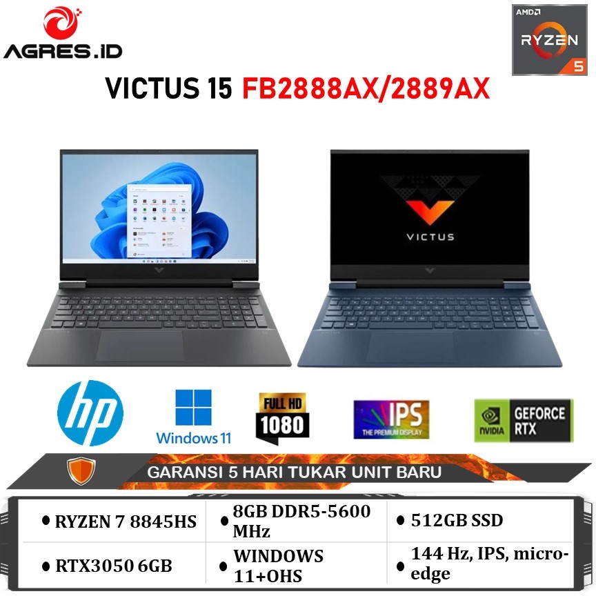 Jual HP VICTUS 15 RYZEN 7 8845HS RTX4060 8GB/ RAM 16GB SSD 512GB W11 ...
