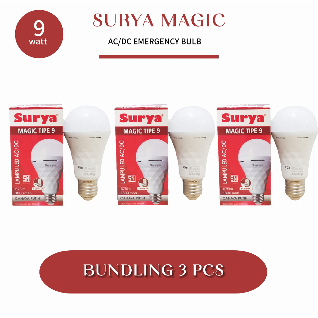 Jual Surya Magic Lampu Bohlam LED 9 Watt Super Terang Hemat Energi ...