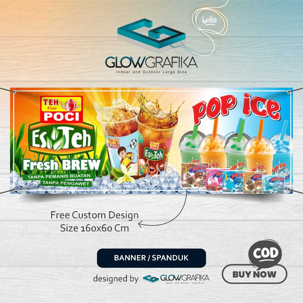 Jual Cetak Spanduk Banner teh pocci segar dan pop ice | Shopee Indonesia