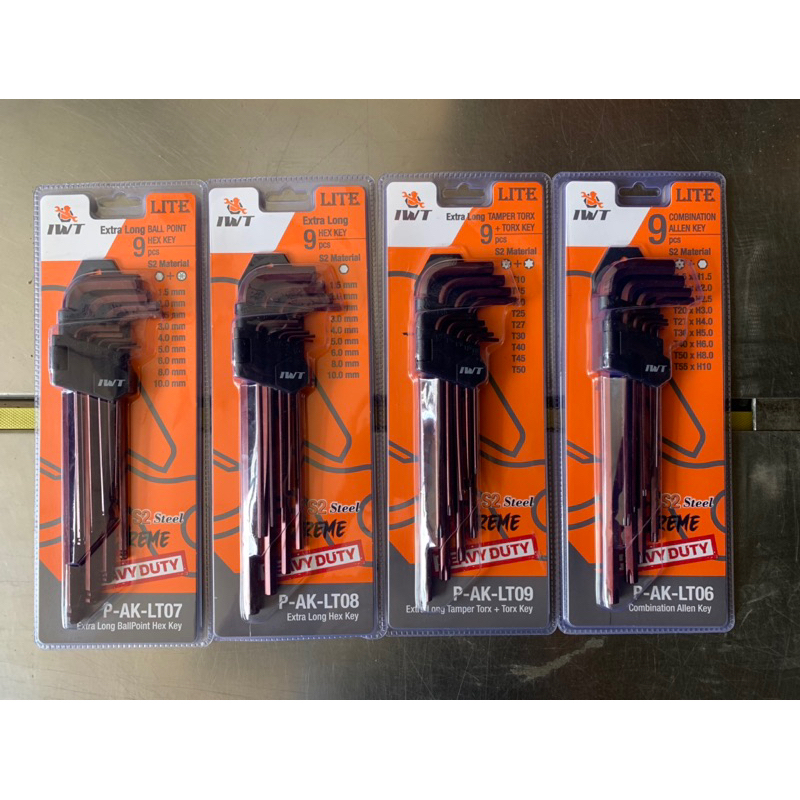 Jual Kunci L set panjang 9 pcs S2 STEEL IWT JAPAN HEX-HEX/FLAT-BALL ...