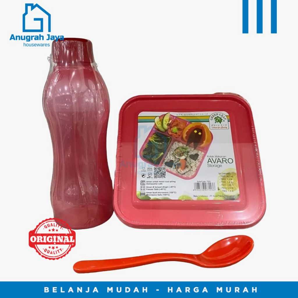 Jual PAKET BEKAL HEMAT 2 (LUNCH BOX, BOTOL AIR, SENDOK) | Shopee Indonesia