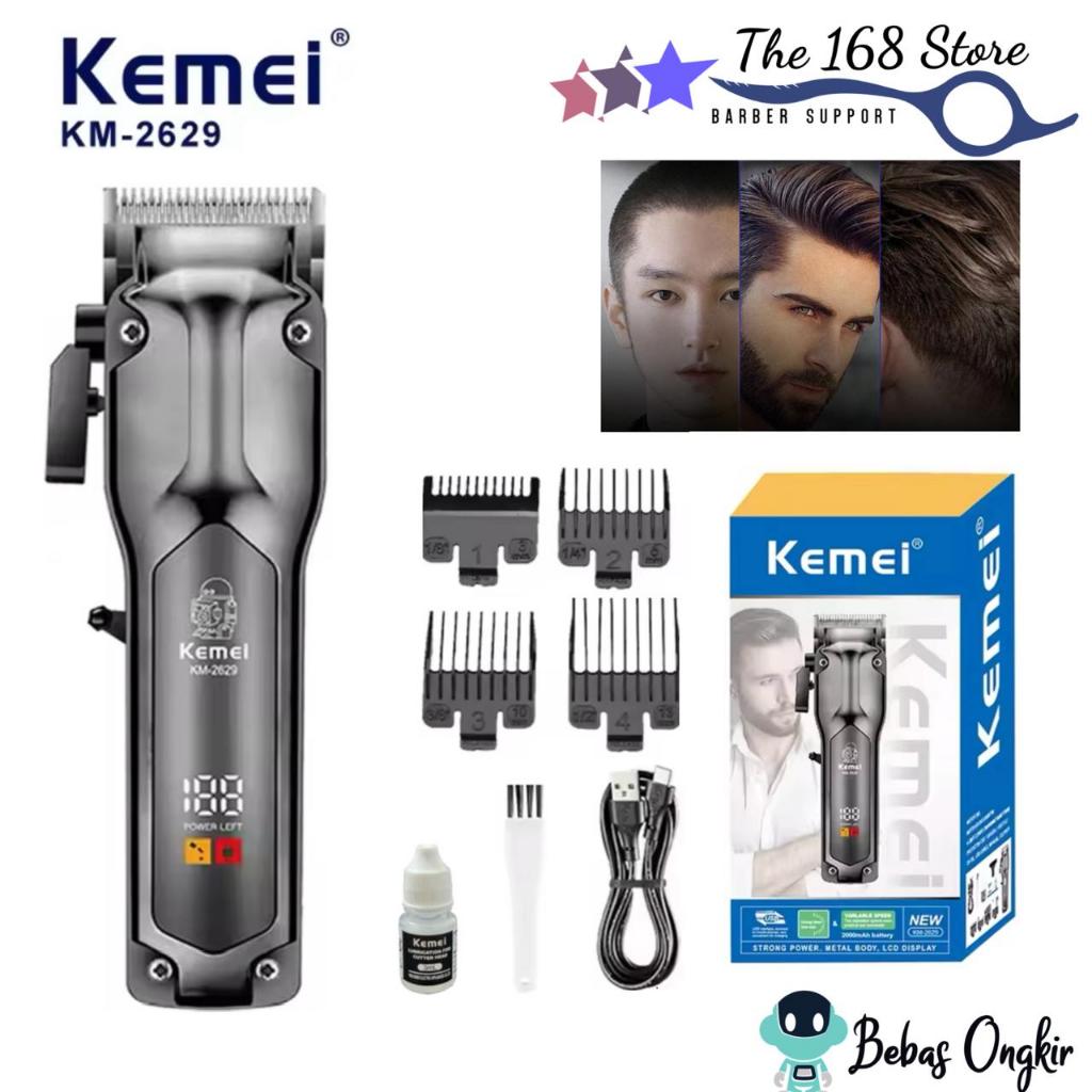 Jual Alat Cukur Rambut Kemei KM-2629 Professional Hair Clipper Charging USB Tipe C Display LED ...