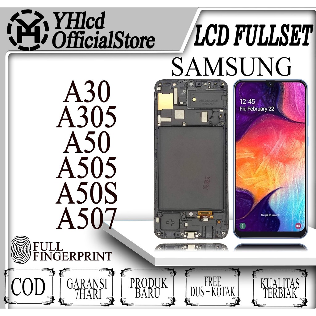 Jual LCD SAMSUNG A30 / A305 / A305F / A50 / A505F / A50S / A507F KUALITAS MUTU GLASS | Shopee ...