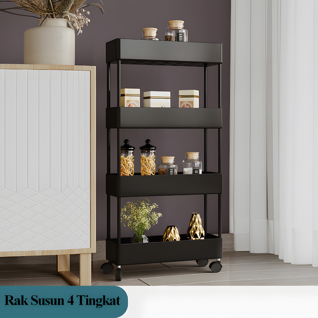 Jual Rak Troli Serbaguna Rack Dapur 3 & 4 Susun Dengan Roda Multifungsi ...
