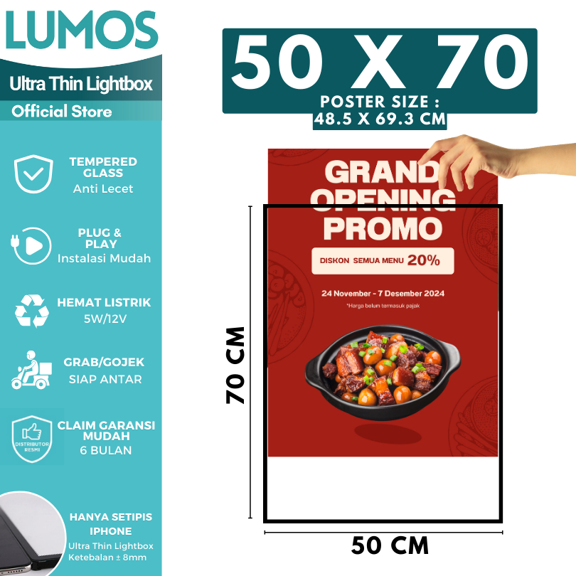 Jual Ultra Thin Light Box 50X70 CM - Lumos 1.0 | LED Frame Advertising ...