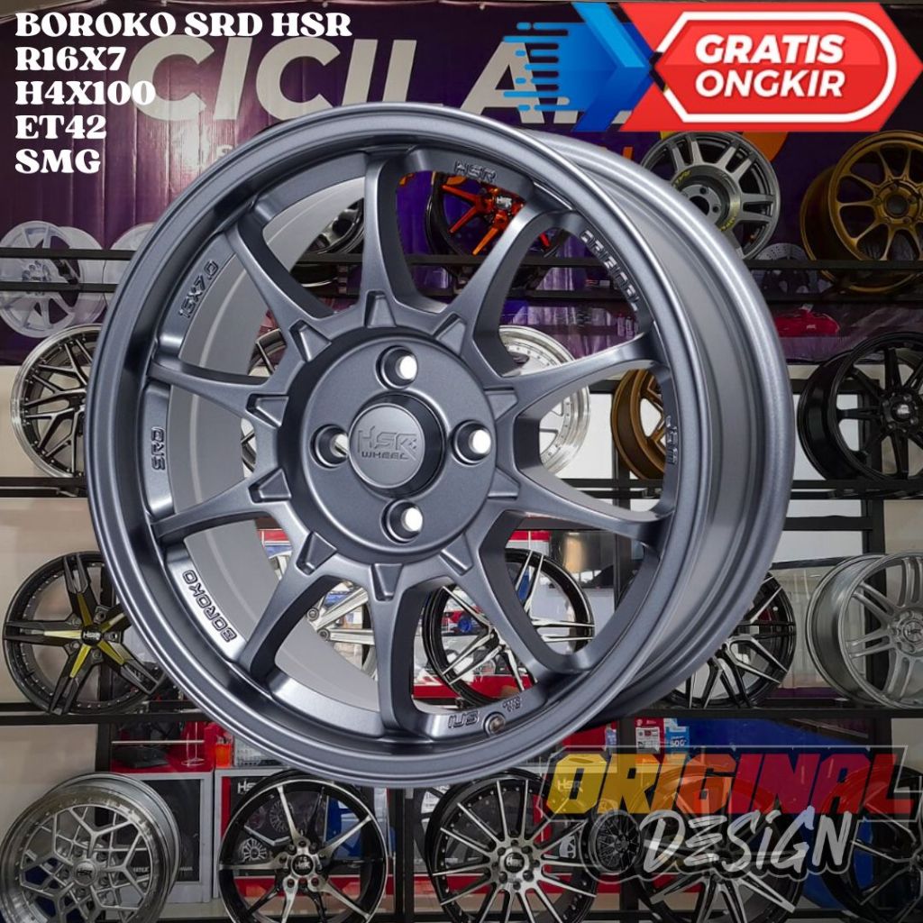Jual Velg Mobil Ring 16 HSR BOROKO SRD R16 LEBAR 7 LOBANG BAUT 4 ET42 GREY | Shopee Indonesia