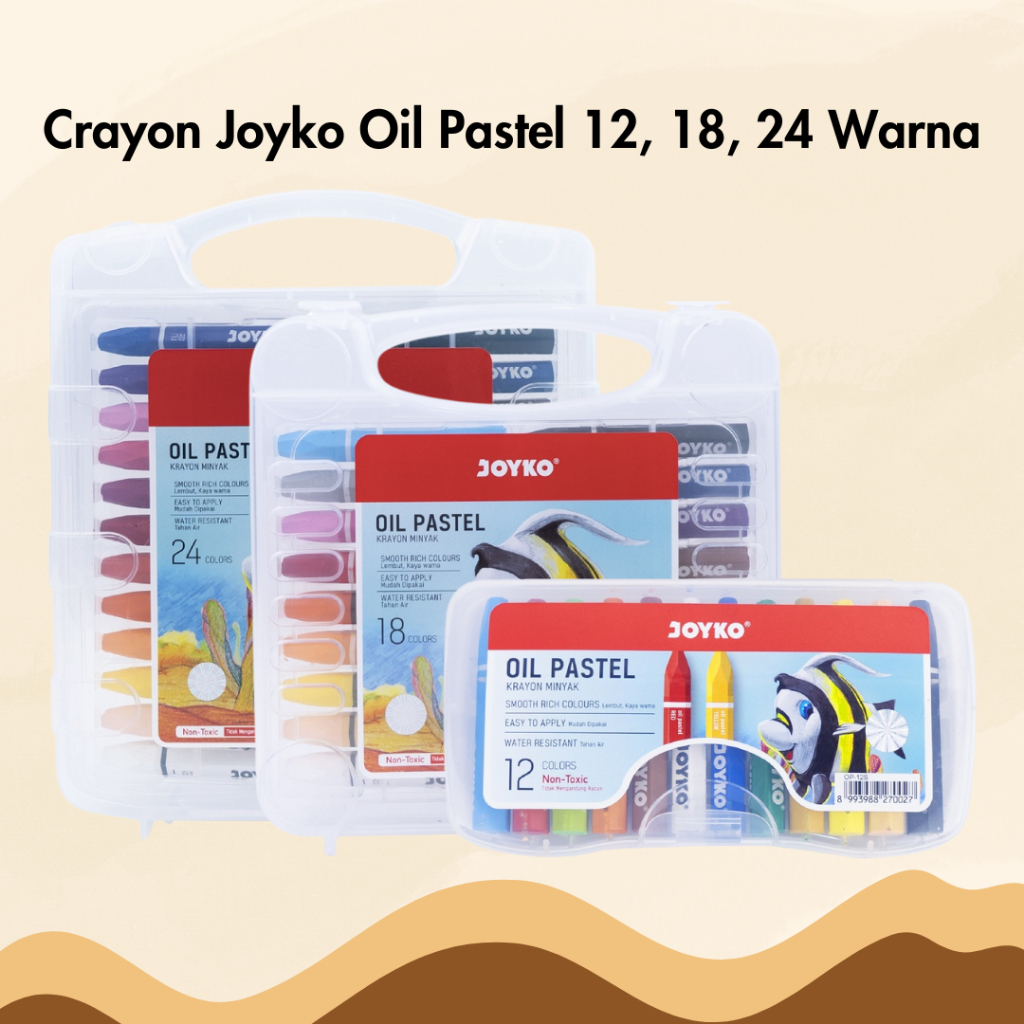 Jual Crayon Joyko Oil Pastel 12 18 24 Warna Krayon | Shopee Indonesia