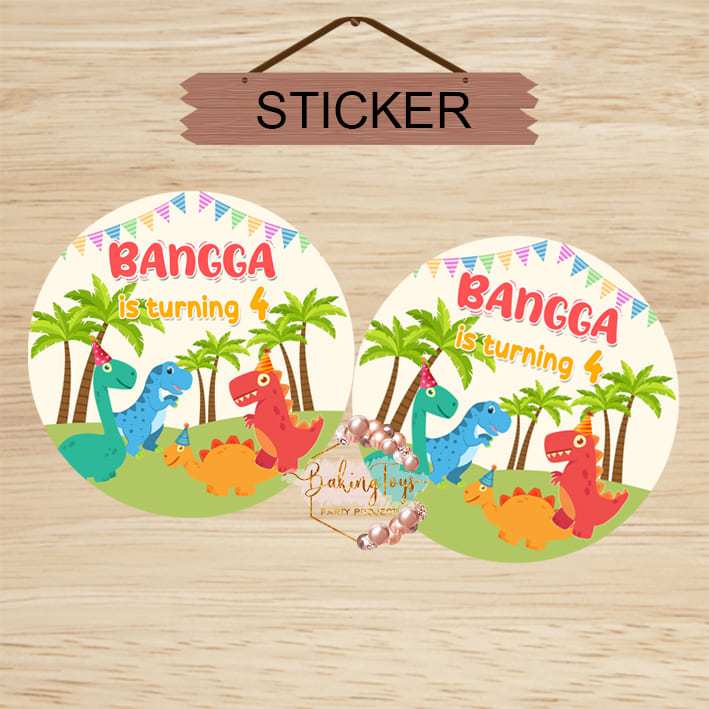 Jual Dinosaurus Dino Cute 2 Sticker Birthday / Sticker Pudding ...