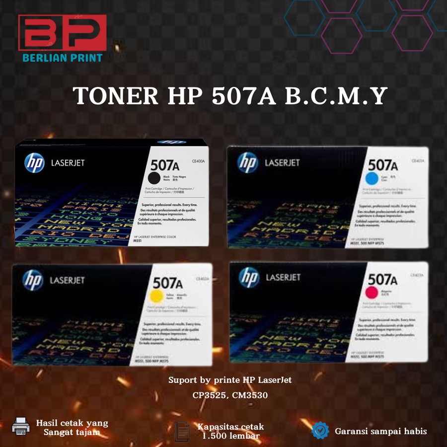Jual Toner Hp Laserjet 507A Black/Color (CE400A) | Shopee Indonesia