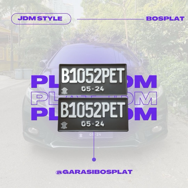 Jual SATU SET Plat Nomor Mobil JDM / Ukuran 33 x 16 cm / Font Baru ...