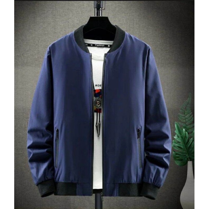 Jual Jaket Bomber Polos Parasut Pria Wanita Jumbo Premium Blue Anti Air ...
