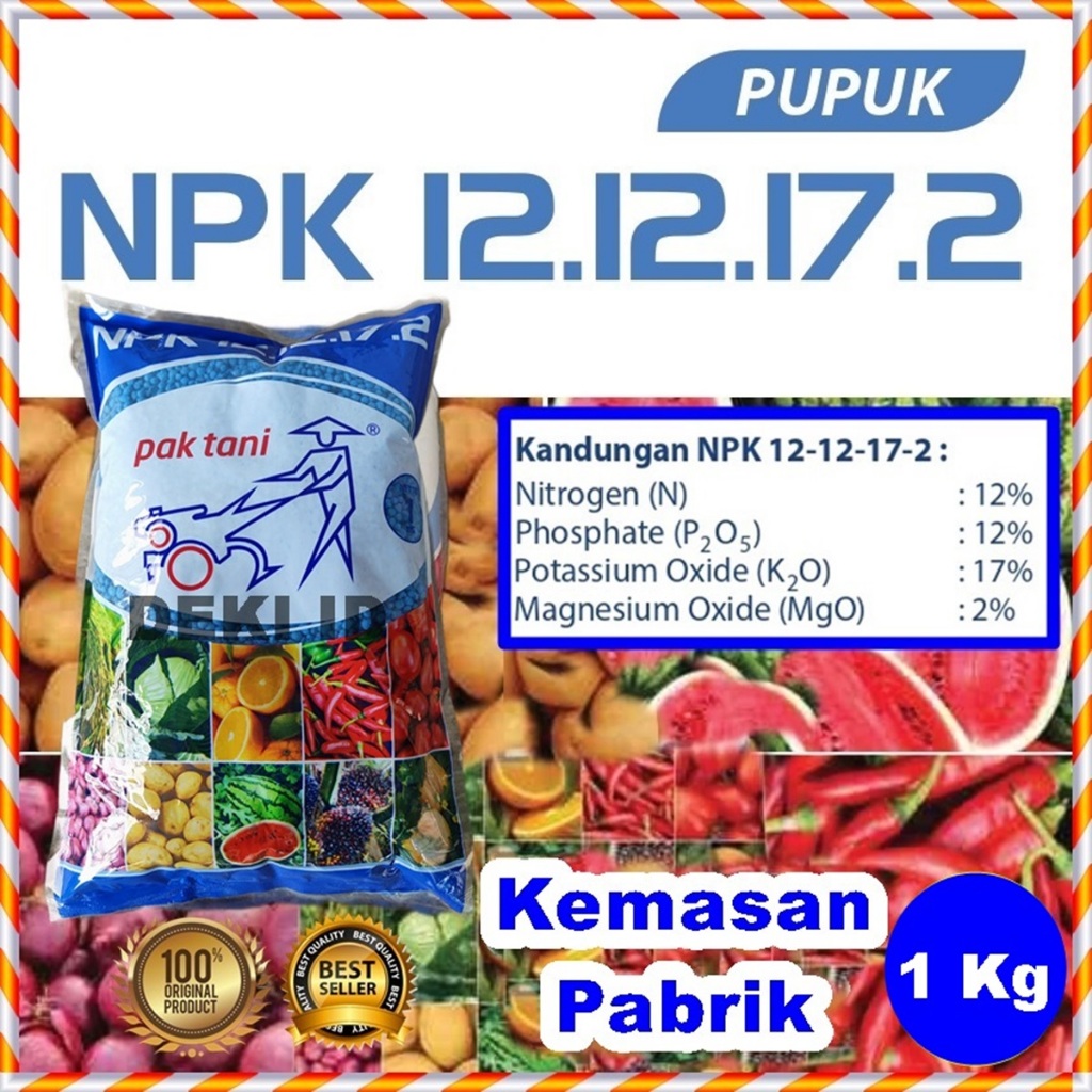 Jual NPK 12 12 17 2 Pak Tani 1 Kg Kemasan Pabrik Pupuk Tanaman Bunga Buah | Shopee Indonesia