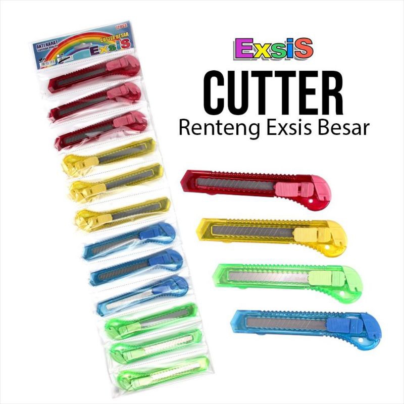 Jual (1renteng) Cutter Exsis renteng besar warna Dx & pp doff/knife ...