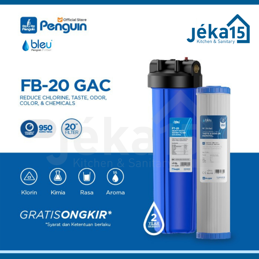 Jual PENGUIN FILTER 20" SET HOUSING + CARTRIDGE GAC | Shopee Indonesia