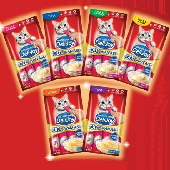 Jual Deli-Joy Snack Creamy Jelly Makanan Kucing Basah 56gr / Snack ...