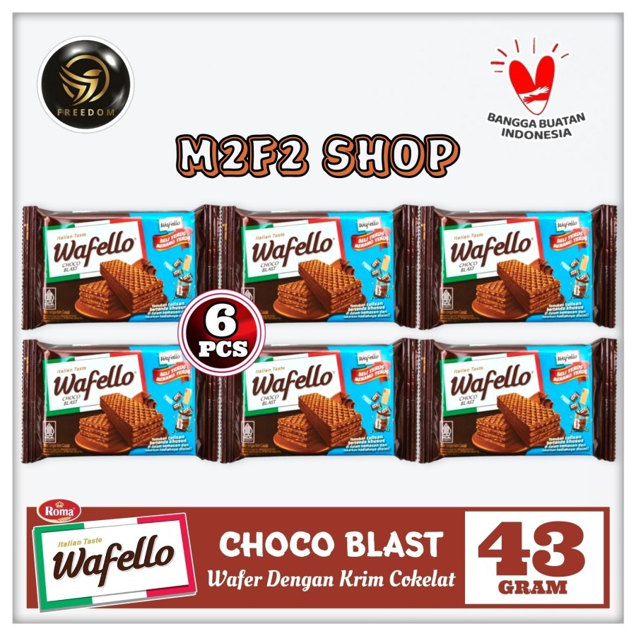 Jual Roma Wafer Wafello Choco Blast | Krim Cokelat Sachet - 43 gr ...