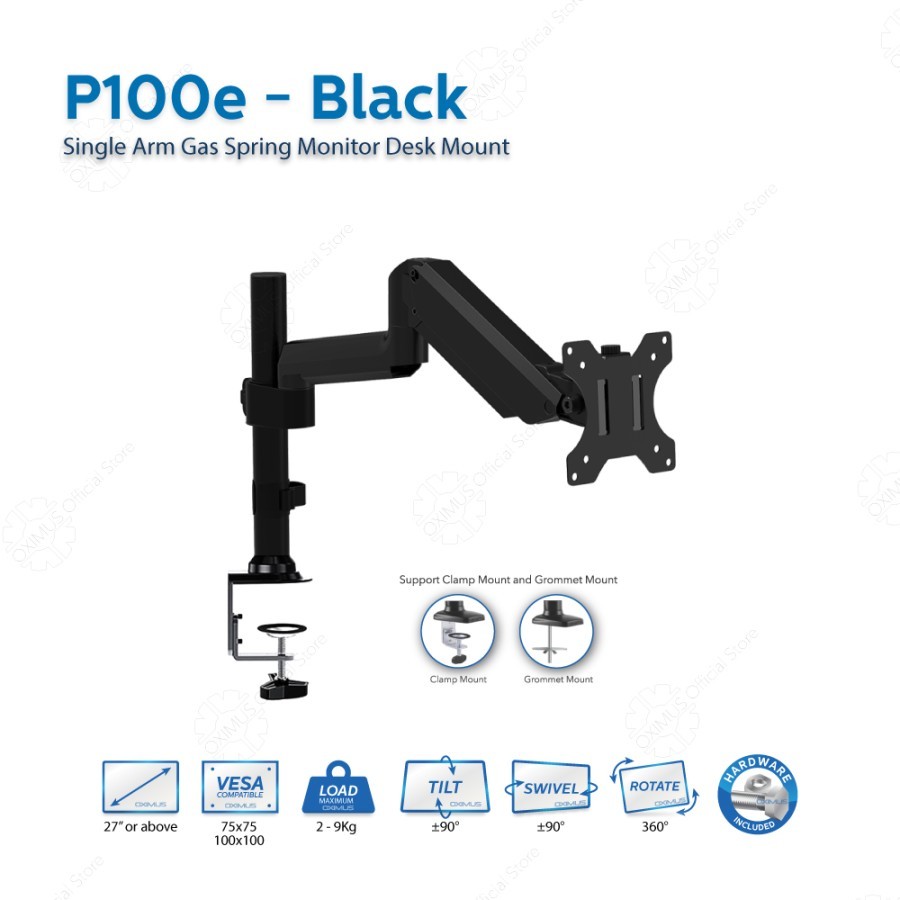 Jual OXIMUS SINGLE ARM GAS SPRING DESK MOUNT P100e | Shopee Indonesia