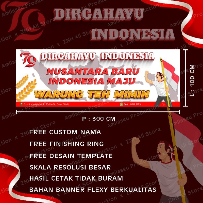 Jual DESAIN CETAK BANNER SPANDUK 17 AGUSTUS 2024 KEMERDEKAAN INDONESIA ...