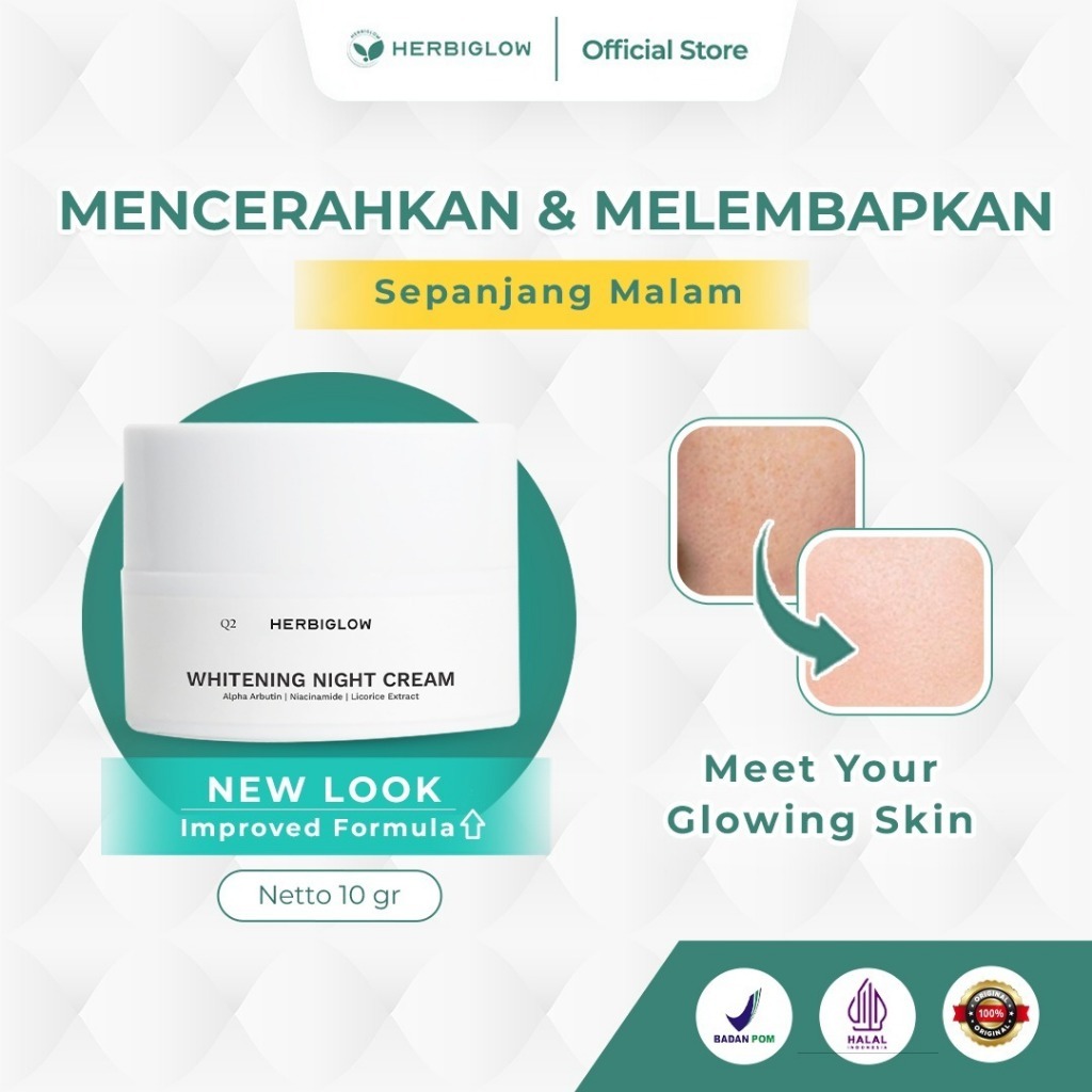 Jual HERBIGLOW - WHITENING NIGHT CREAM 10 gr dengan 10x Chromabright ...
