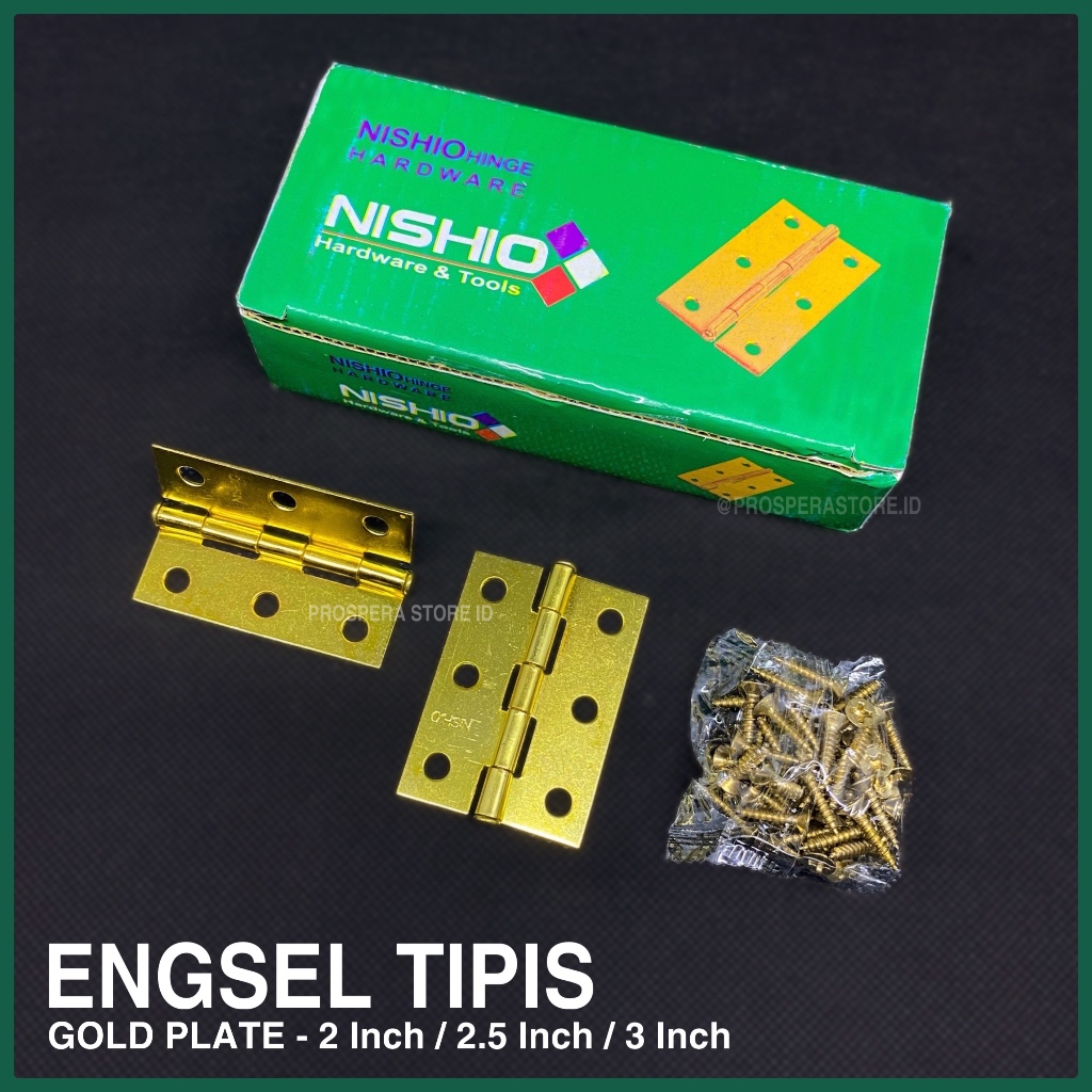 Jual Engsel tipis 2 / 2,5 / 3 Inch Gold Plate - Engsel Pintu NISHIO ...