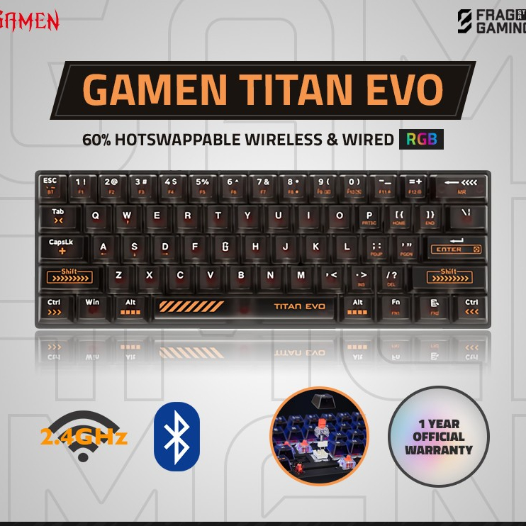 Jual Gamen Titan Evo Wireless Gaming Keyboard Titanevo 60% Layout ...
