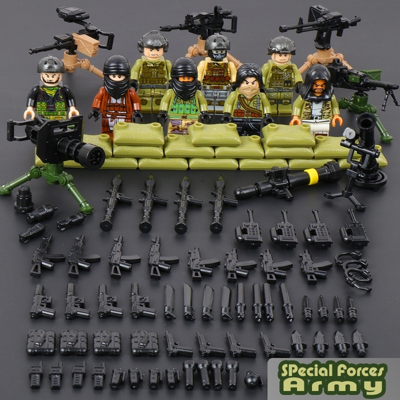 Jual Mainan Bricks Military Minifigure Army SWAT Team Guns WW2 Pack ...