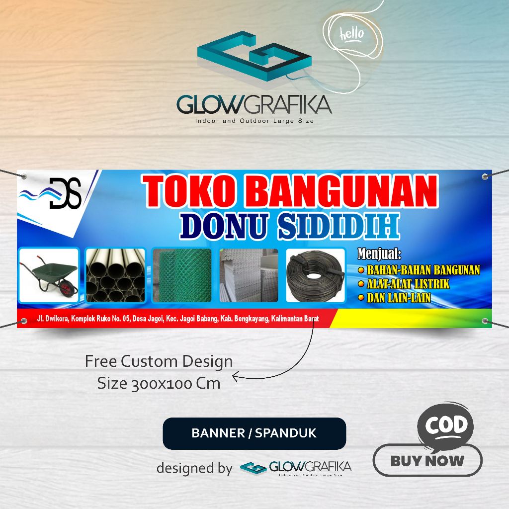 Jual Cetak Spanduk Banner Toko Bangunan Biru | Shopee Indonesia