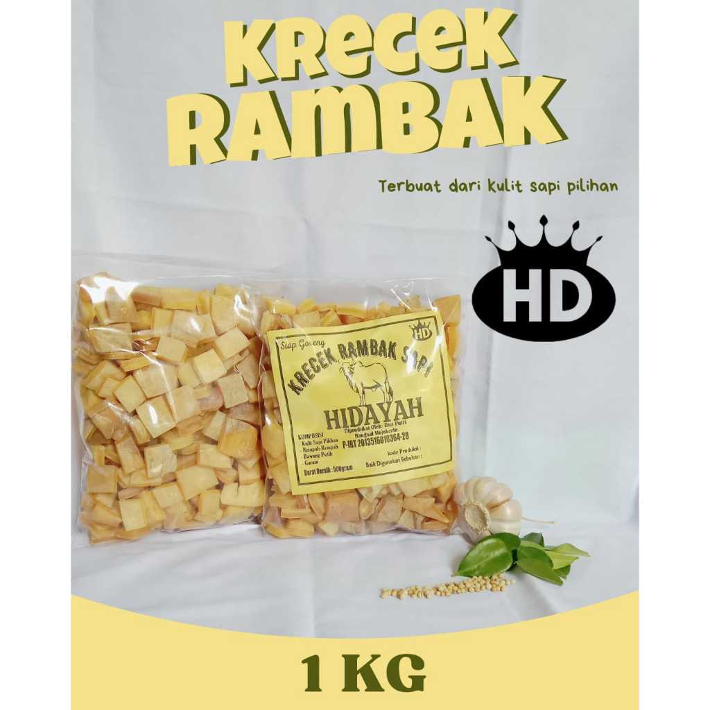 Jual HIDAYAH krupuk Rambak Sapi Mentah Kotak Dadu Super 1Kg / Krecek ...