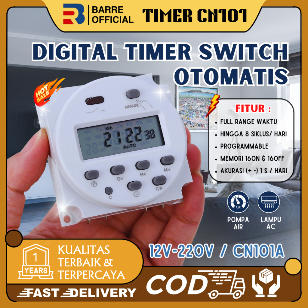 Jual BARRE Timer Switch Digital Time Delay Relay 220V CN101A For ...