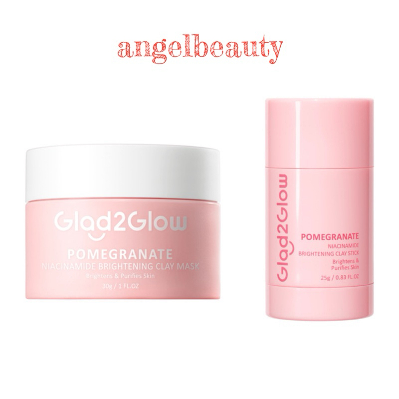 Jual Glad2Glow Pomegranate Niacinamide Brightening Clay MASK - Stick / Jar | Shopee Indonesia