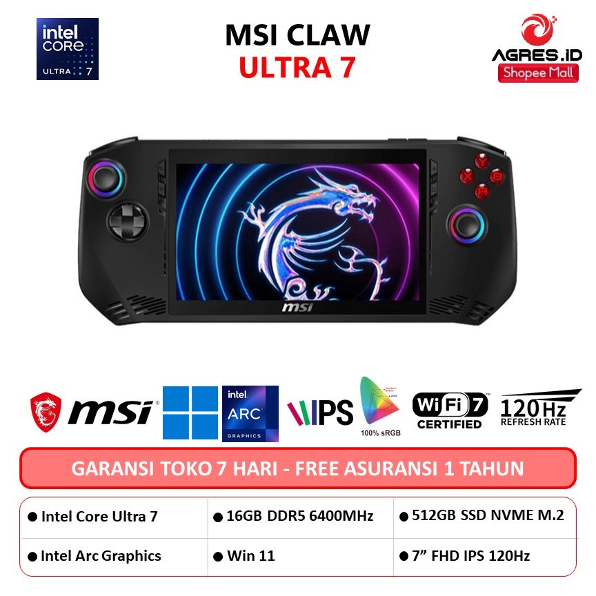 Jual MSI CLAW ULTRA 7 155H 16GB 512GB W11 7.0FHD 120HZ IPS -A1M.006 ...