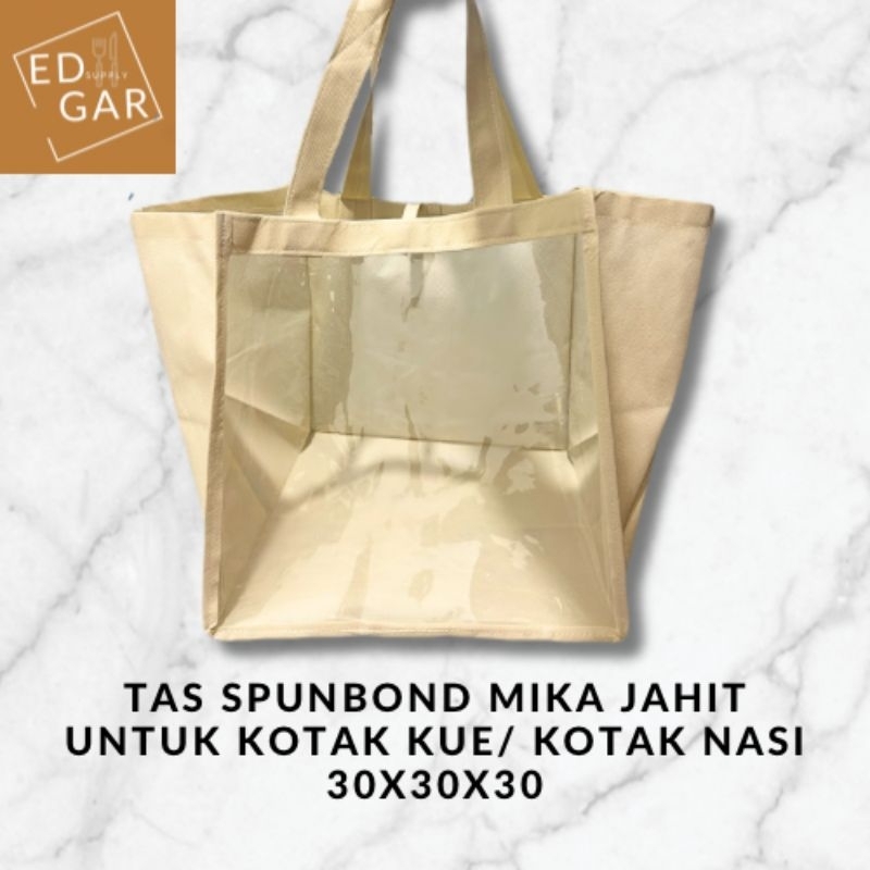 Jual tas spunbond mika jahit / tas handle mika/ tas box kue/ tas kotak ...