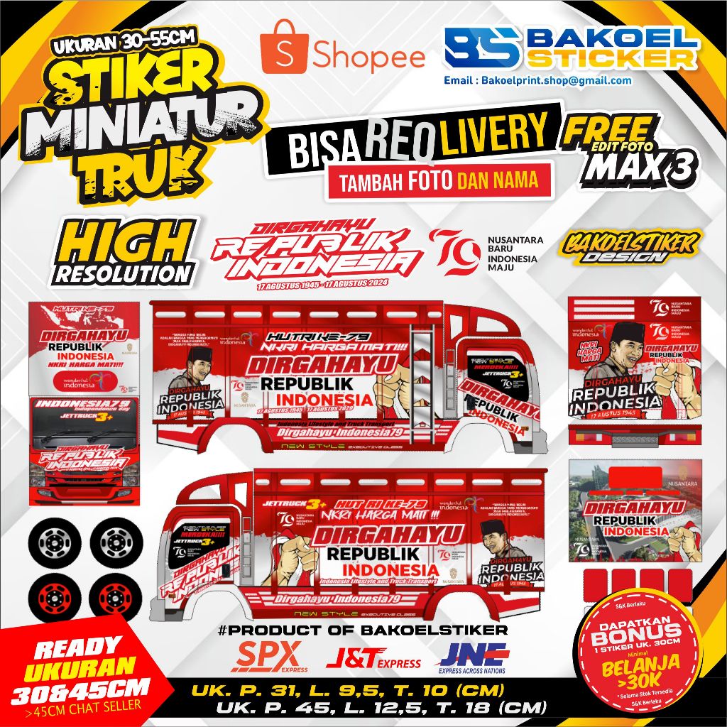 Jual STIKER MINIATUR TRUK OLENG SPESIAL HUT RI UK. 30-55CM | Shopee ...