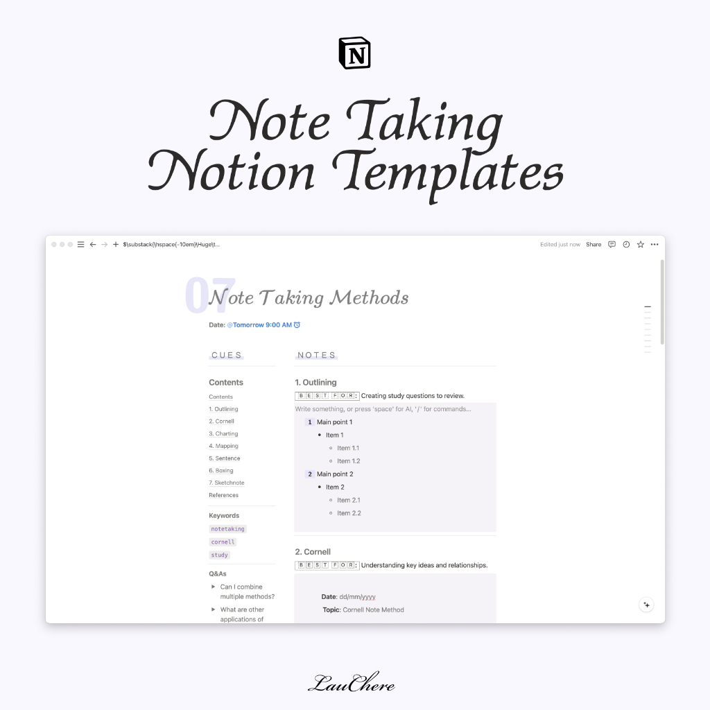 Jual Note Taking Notion Template Cornell Method | Shopee Indonesia